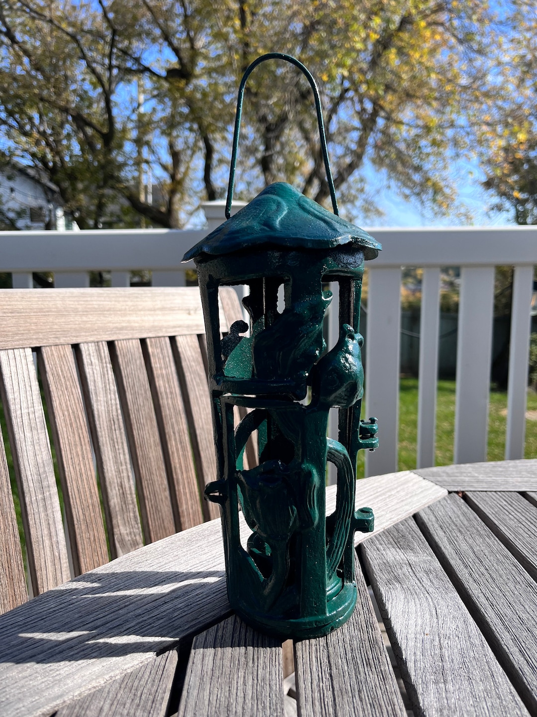 Cast Iron Pagoda Lantern - Green - Frog Flower Lady Bug - Rustic Patio ...