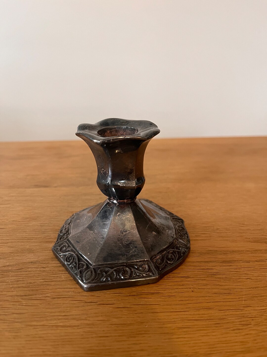 Vintage Silver Plate Candlestick Holder - EP Lead #130 - Patina - Taper ...