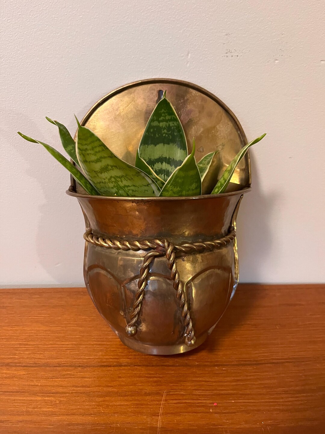 Vintage Brass Wall Planter Brass Wall Pocket Boho Brass Jungalow Brass ...