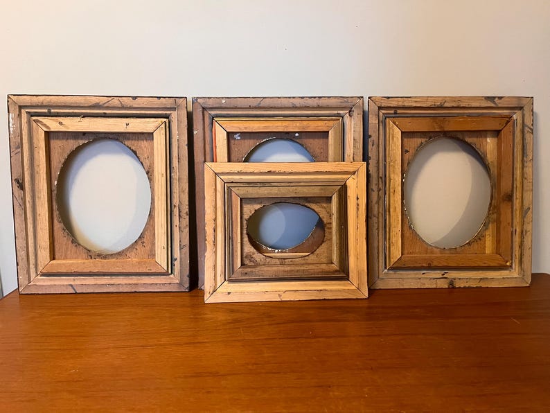 Baroque Rococo Rectangular Wood Frames W Gold Finish - Oval Opening ...