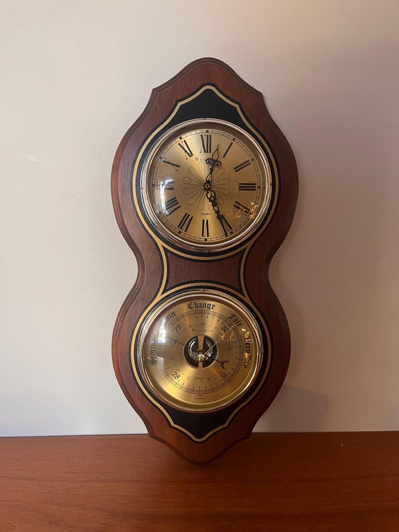 Vintage Bulova Clock & Barometer - 1970s Wall Decor - Mid Century ...