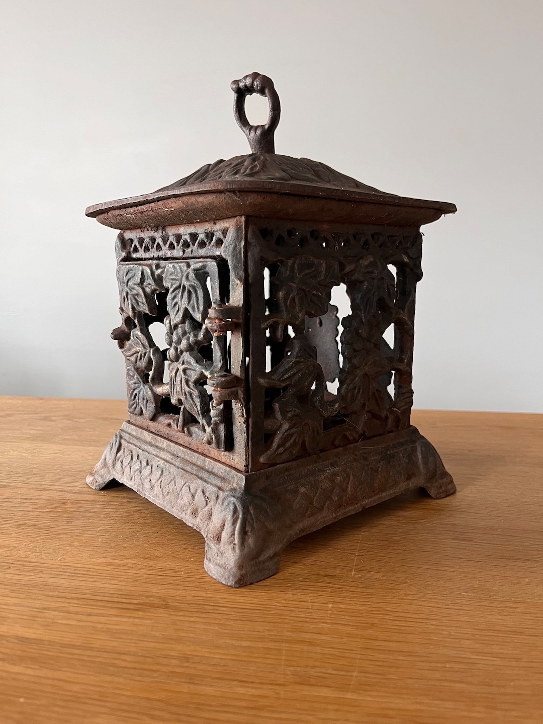 Japanese Cast Iron Lantern - Grapevine Design - Weathered - Tsuridoro ...