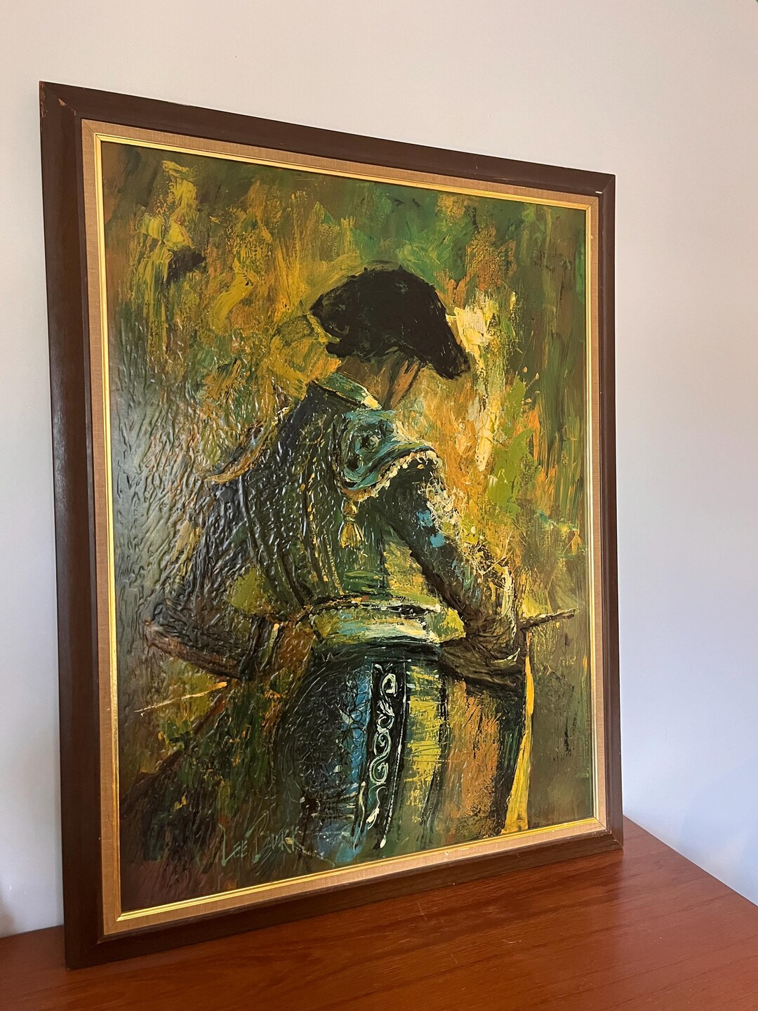 Mid Century Lee Burr Matador Bull Fighter Textured Print - the ...