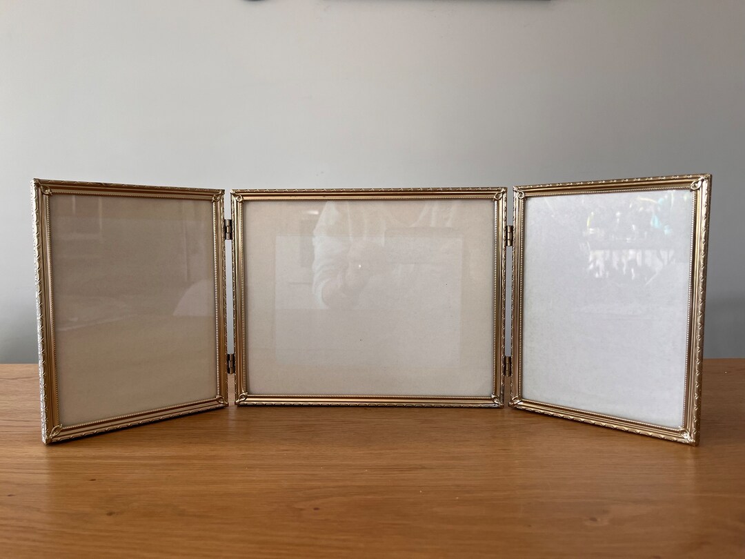 Mid Century Trifold Photo Frames Ornate Brass Hinged Frames 5x7 & 8x10 ...