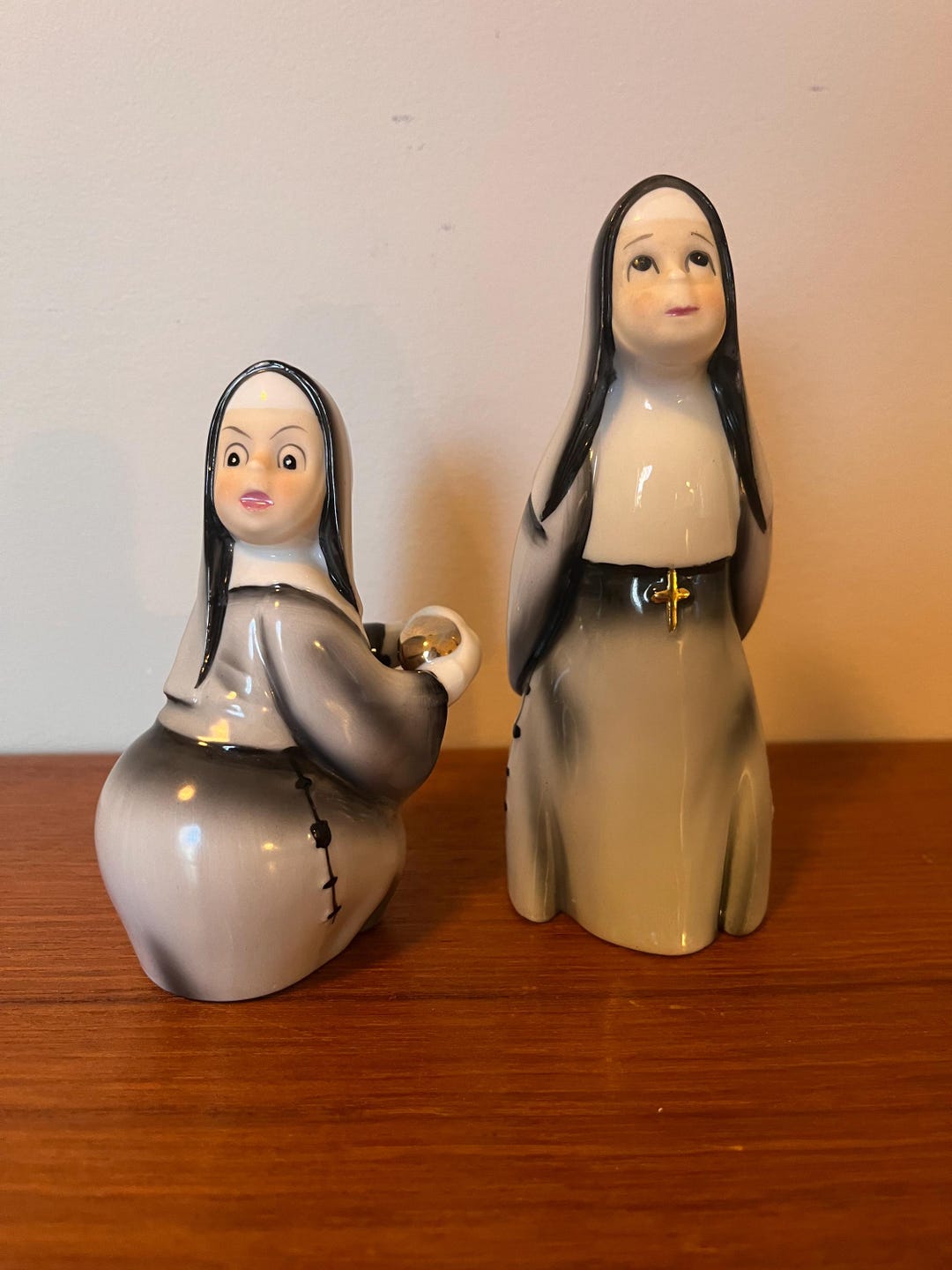 Lefton Nun Figurines - Baseball Nuns - Set of 2 - - Etsy