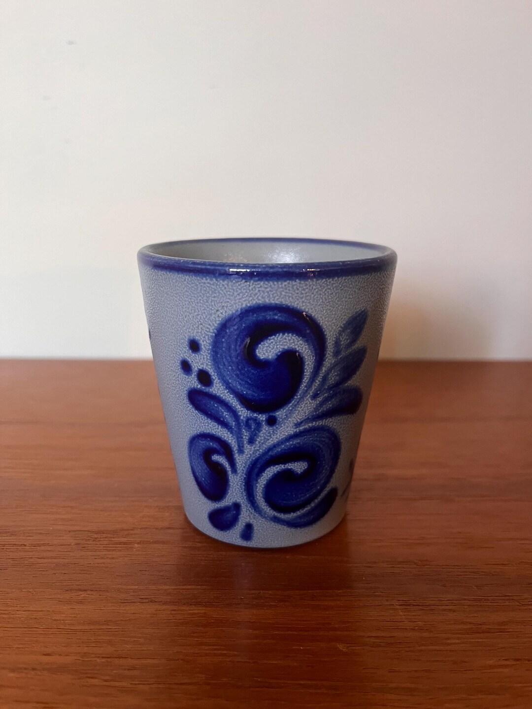 German Salt Glazed Pottery - Cobalt Filigree - Stoneware Tumbler ...