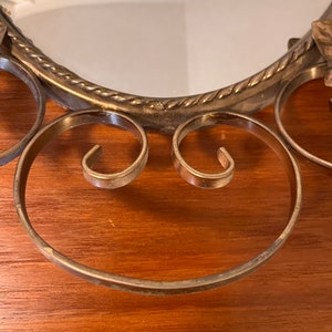 1970s Oval Convex Mirror - Ornate Curled Brass Frame - Botanical Scroll ...