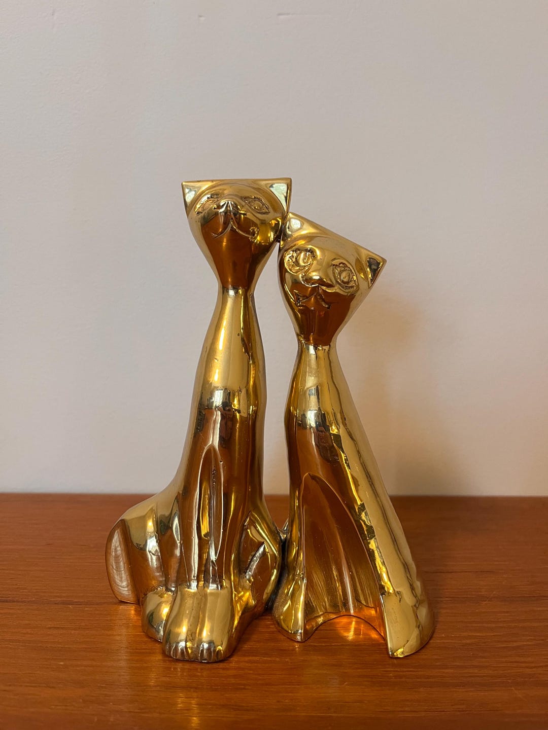 Mid-century Brass Cats Figurine - Vintage Cat Couple - Boho Brass ...