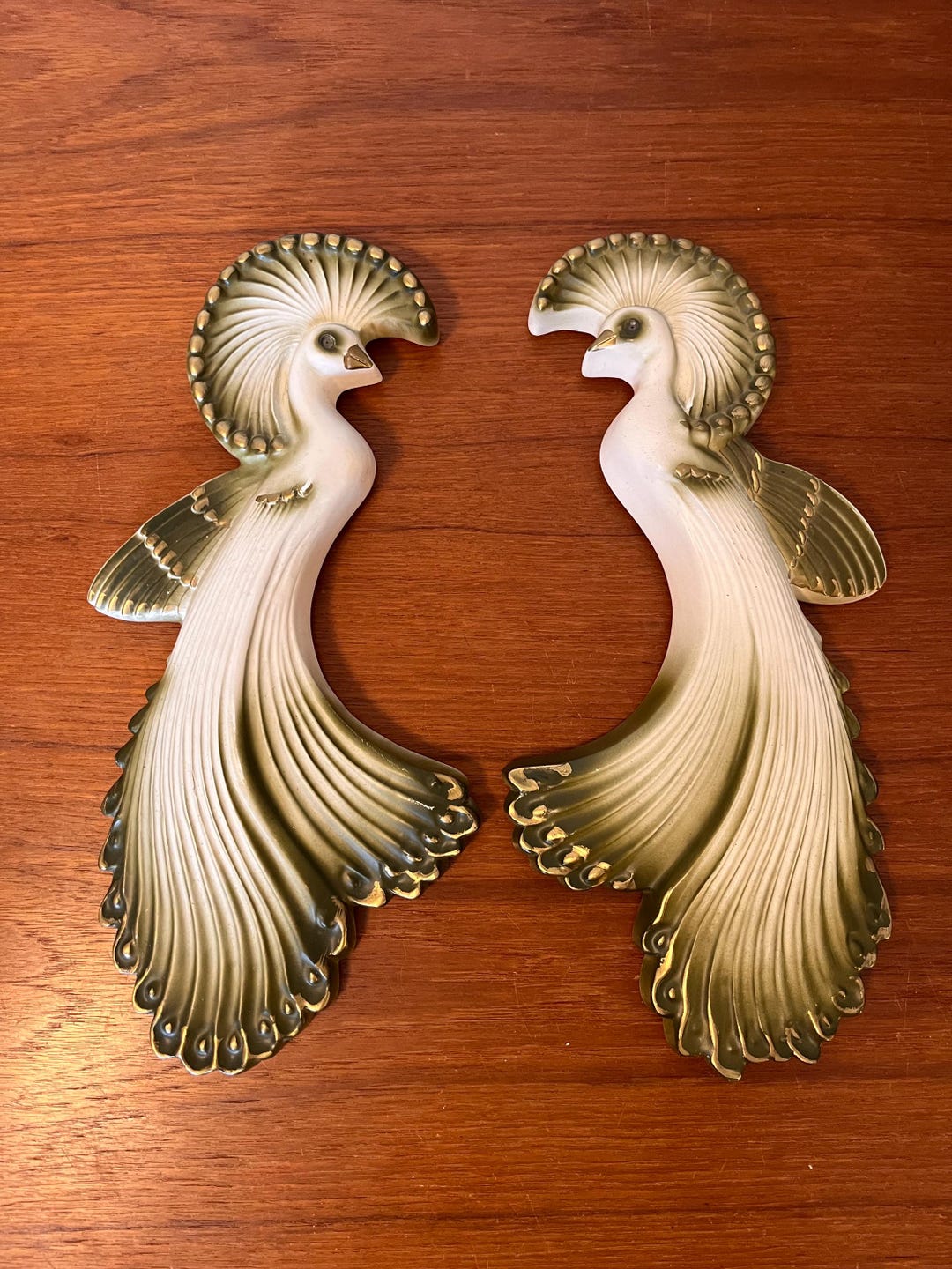 MCM Chalkware Exotic Birds - Set of 2 - Birds of Paradise - Peacocks ...
