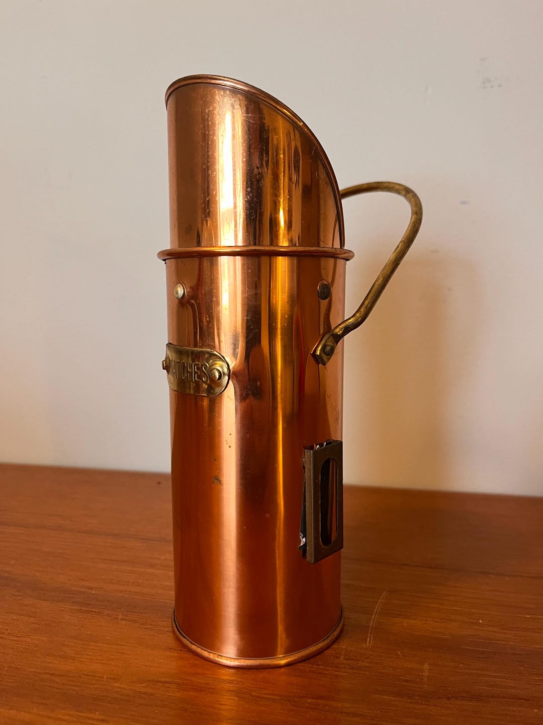 Vintage Copper Matchstick Holder Coal Scuttle Bucket Fireplace Decor 8 ...