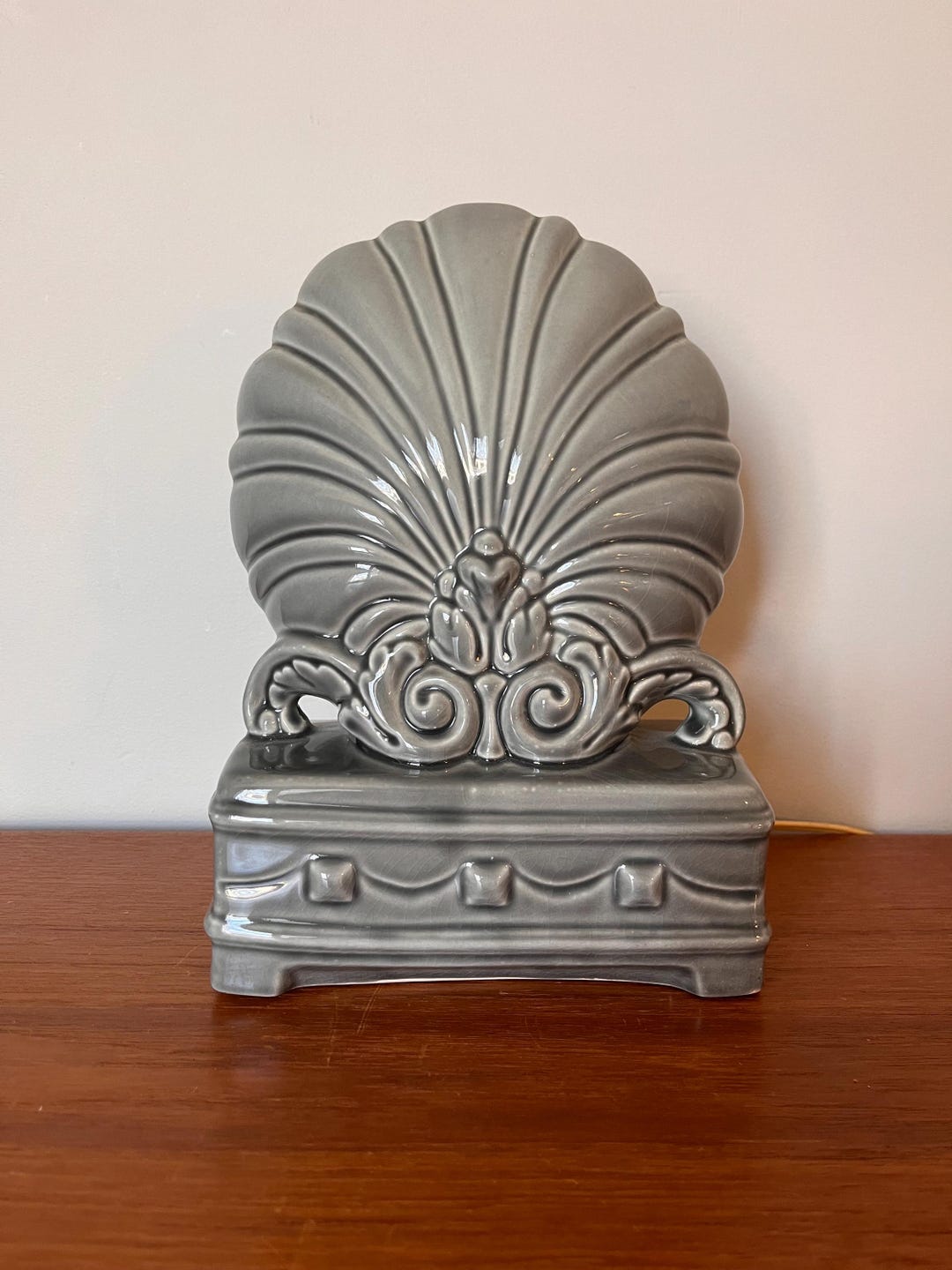 Art Deco Shell TV Lamp: Grey Ceramic Mood Lighting, 1940s - Etsy