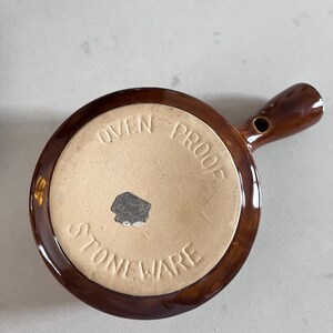 Vintage Brown Stoneware Bean Pot and Ramekin Set Fondue Set Black Metal ...