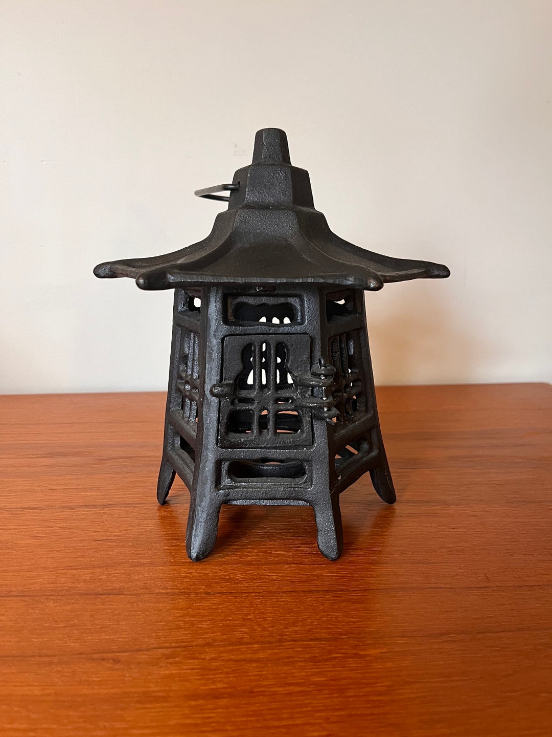 Vintage Japanese Cast Iron Lantern - Tsuridoro - Hexagonal Shape ...