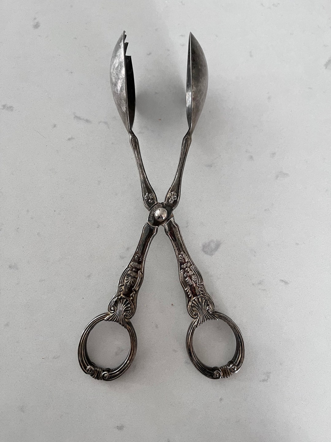 Vintage Ornate GODINGER Silver Plated Salad Tongs - Scissor Style ...