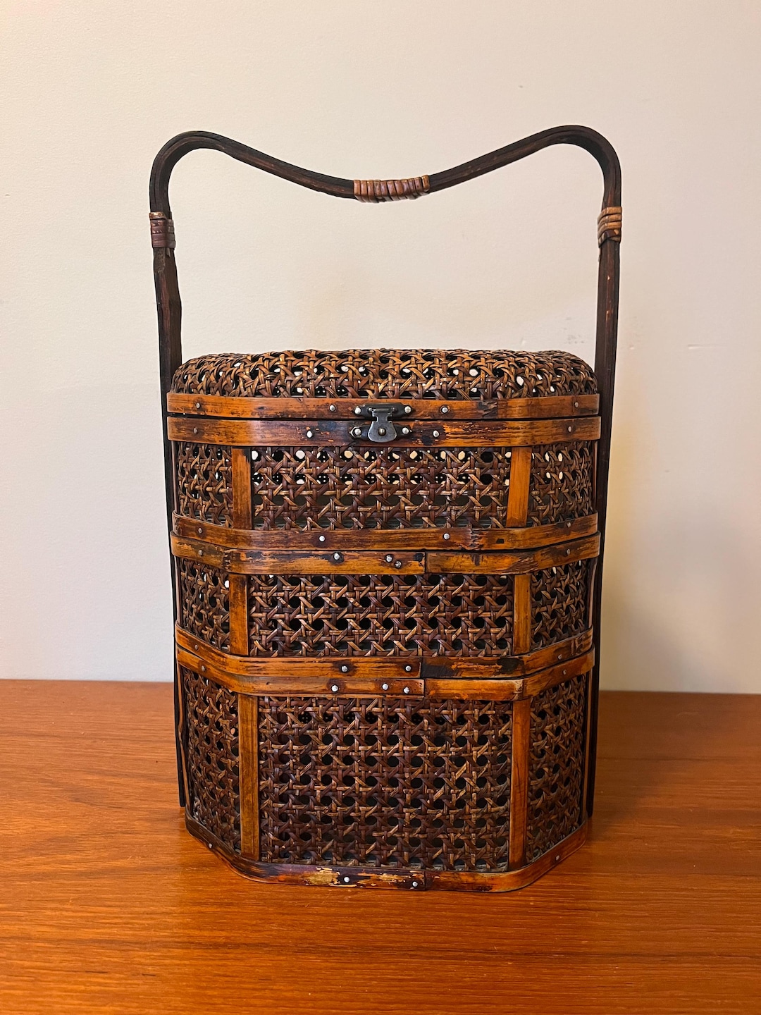 Antique Traditional Chinese Wedding Basket - 3 Tiered Woven Basket ...