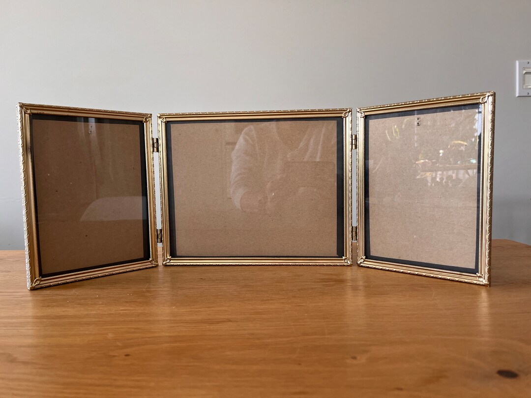 Mid Century Trifold Photo Frames Ornate Brass Hinged Frames 5x7 & 8x10 ...