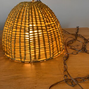 Vintage Olive Green Woven Swag Lamp - Pull String - 1970s - Woven ...