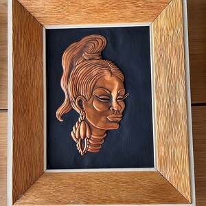 Embossed Copper Portraits - Set of 2 - Tribal Man and Woman - Mid ...