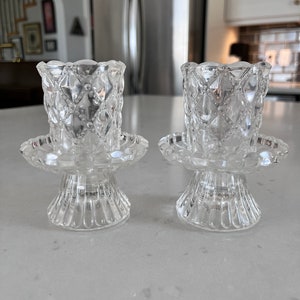 Retired Partylite Williamsburg Quilted Crystal Pair Votive/ Tea Light ...