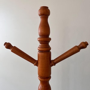 Vintage Wooden Standing Coat Rack Turned Wood Coat Tree Spindle Style ...