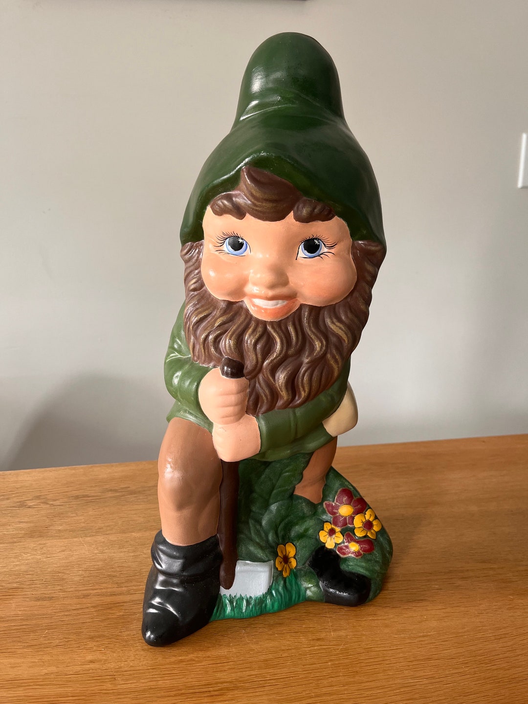Vintage Garden Gnome - Large Ceramic Gnome - Outdoor Decor - - Etsy
