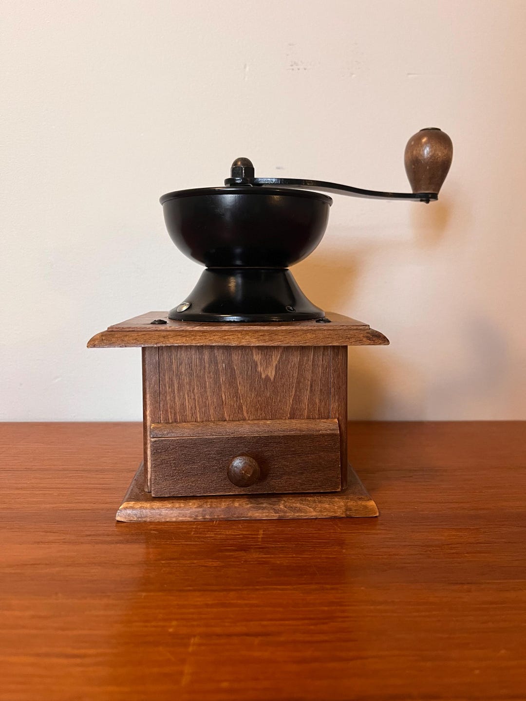 Vintage Wooden Box Coffee Grinder: Boho Kitchen Decor - Etsy