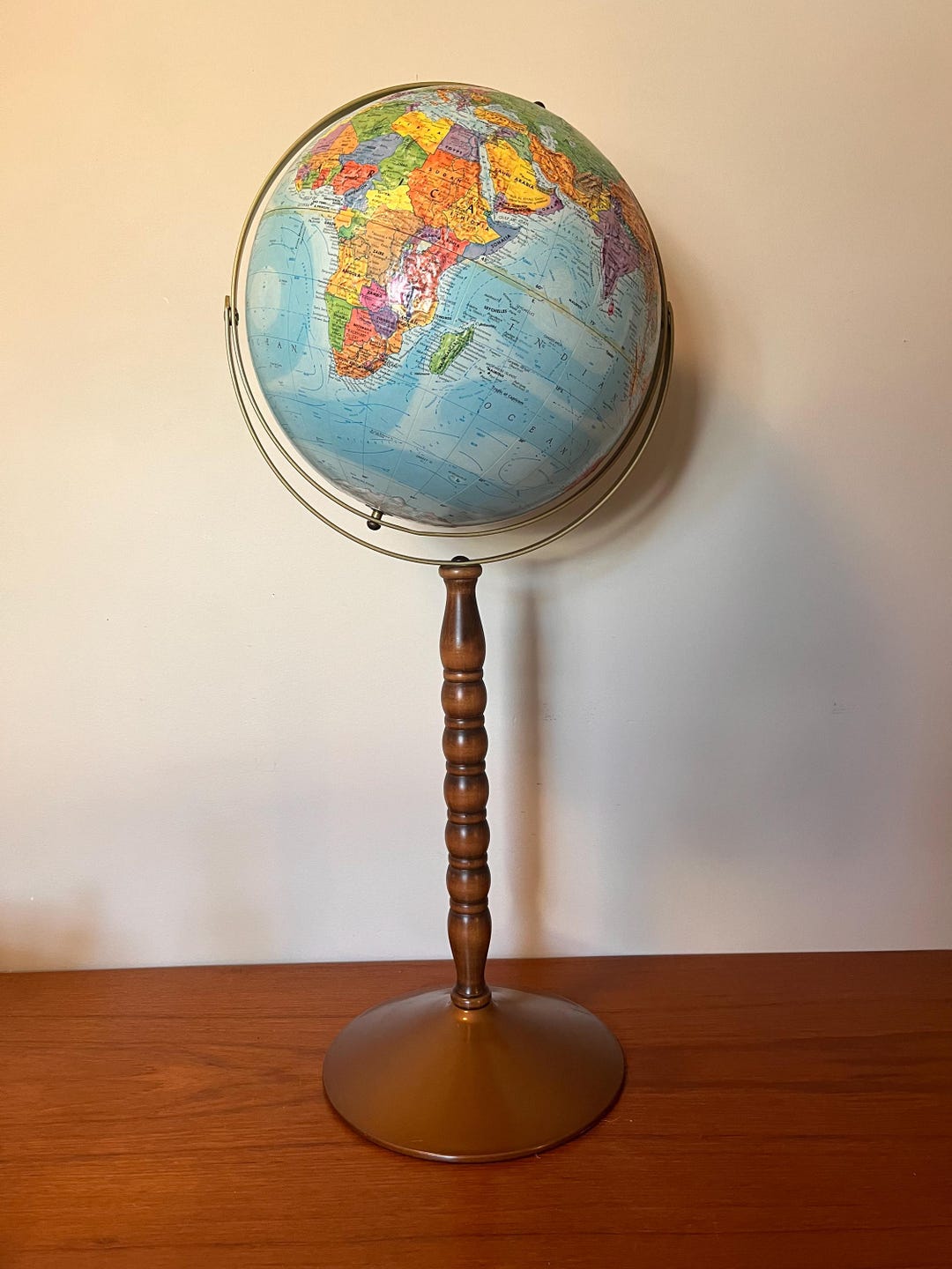 Vintage Replogle Floor Globe: Maple Stand, Raised Relief, MCM - Etsy