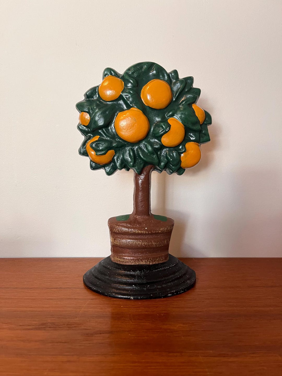 Vintage Cast Iron Orange Tree Topiary Door Stop: Victorian Cottagecore ...