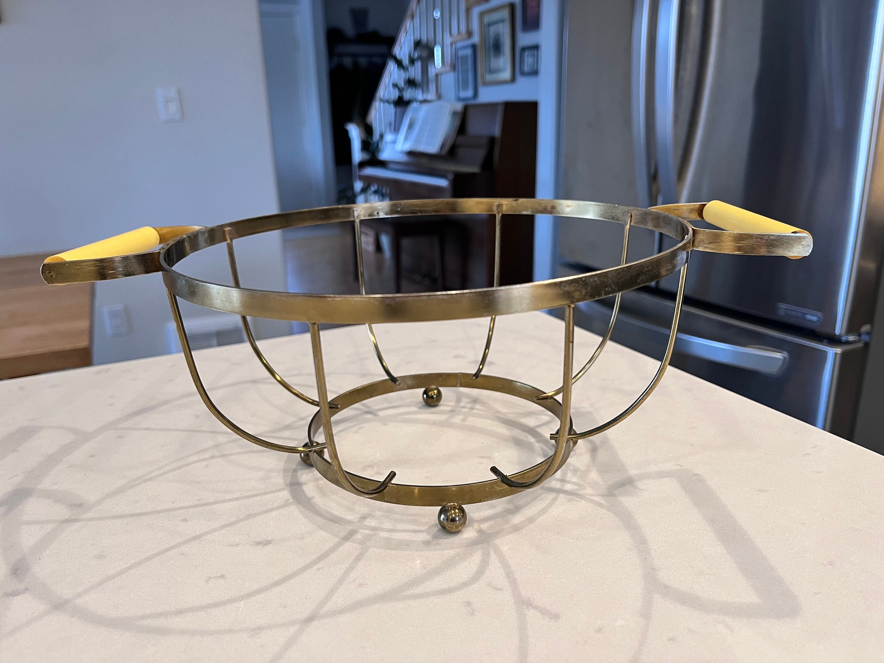 Colony Oven Ware Milk Glass Bowl With Brass Stand 1960s - Etsy