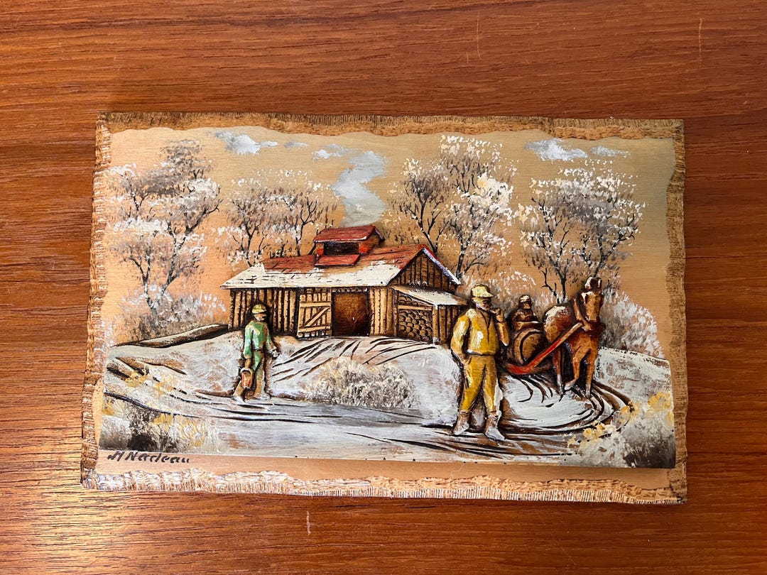 Vintage 3D Wood Carved Wall Hanging - Quebec Artist H. Nadeau ...