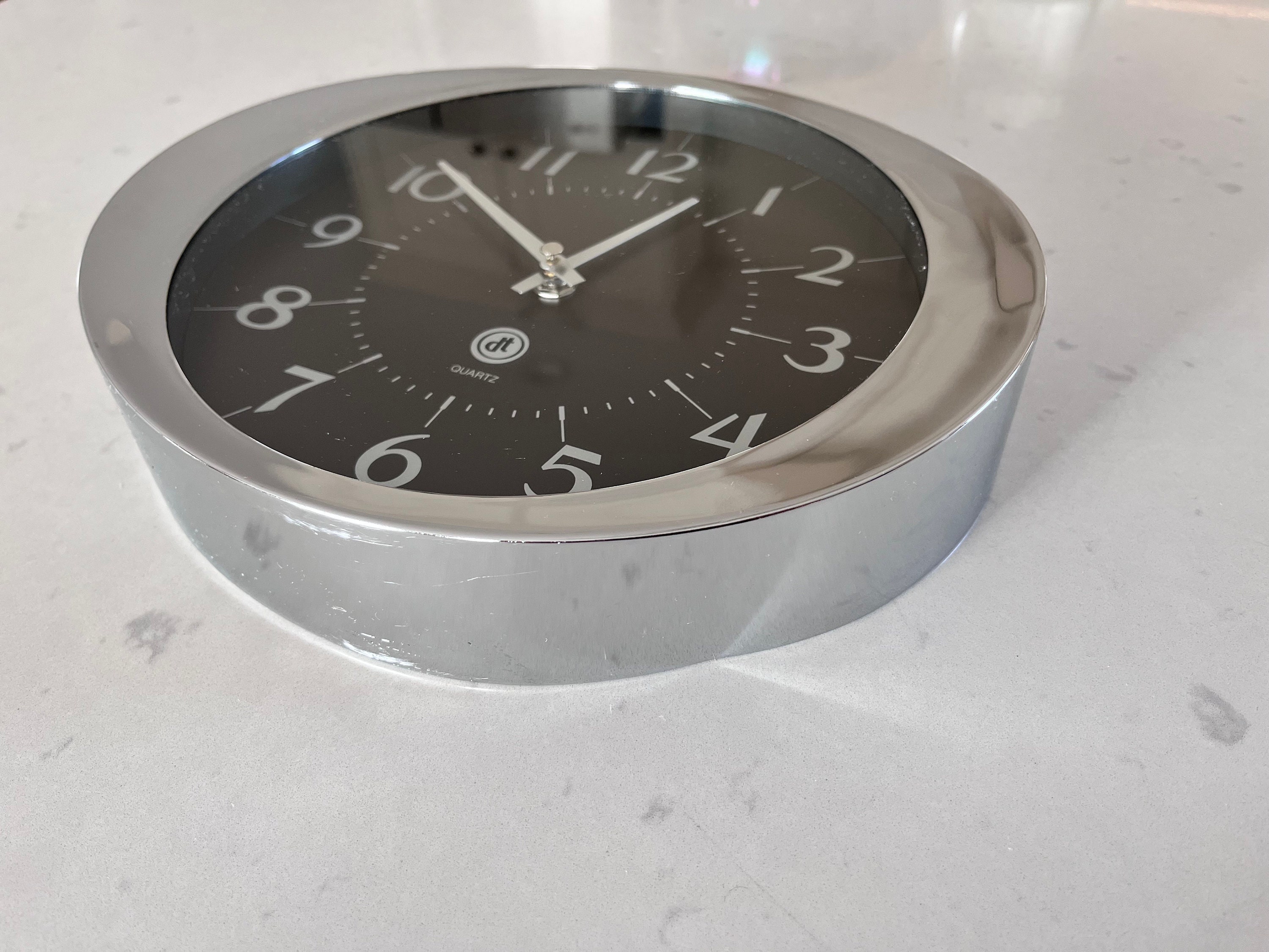 Debbie Travis MCM Style Oval Chrome Clock Brown Face White - Etsy