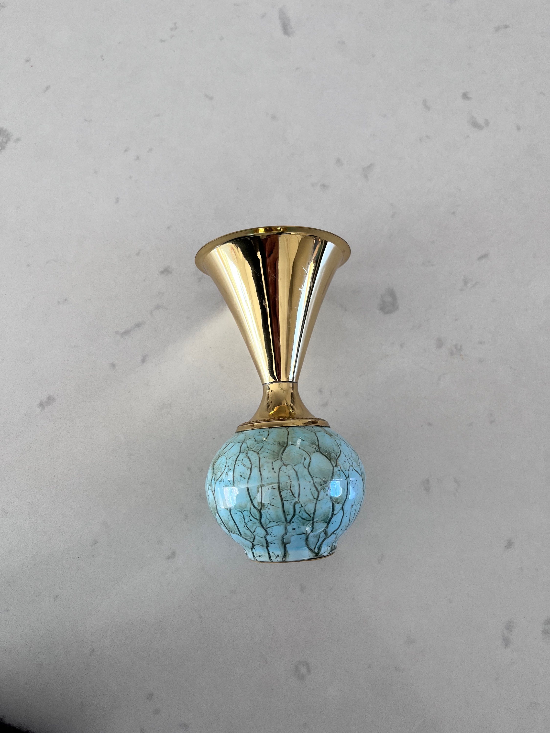 Vintage 1950s Hand Painted Delftware and Brass Vase Made by WB - Etsy