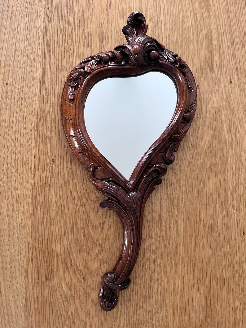 Vintage Carved Wood Hand Mirror, Vintage Mirror Ornate Hand Mirror - Etsy