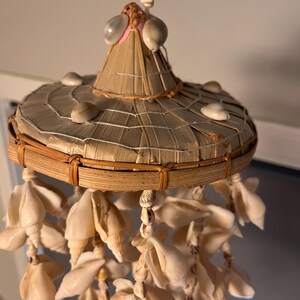 Vintage 1970s Shell Chandelier - Conch Shell Wind Chime - Bamboo Canopy ...