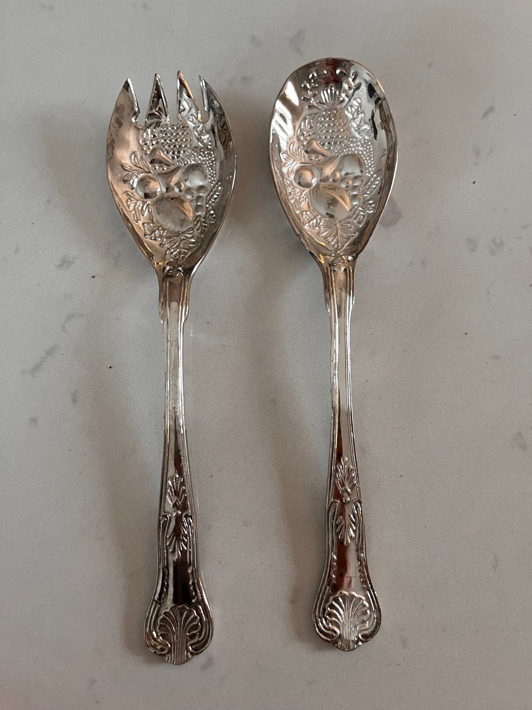 FB Rogers Italy - Salad/fruit Serving Spoon & Fork Set - Ornate Fruits ...