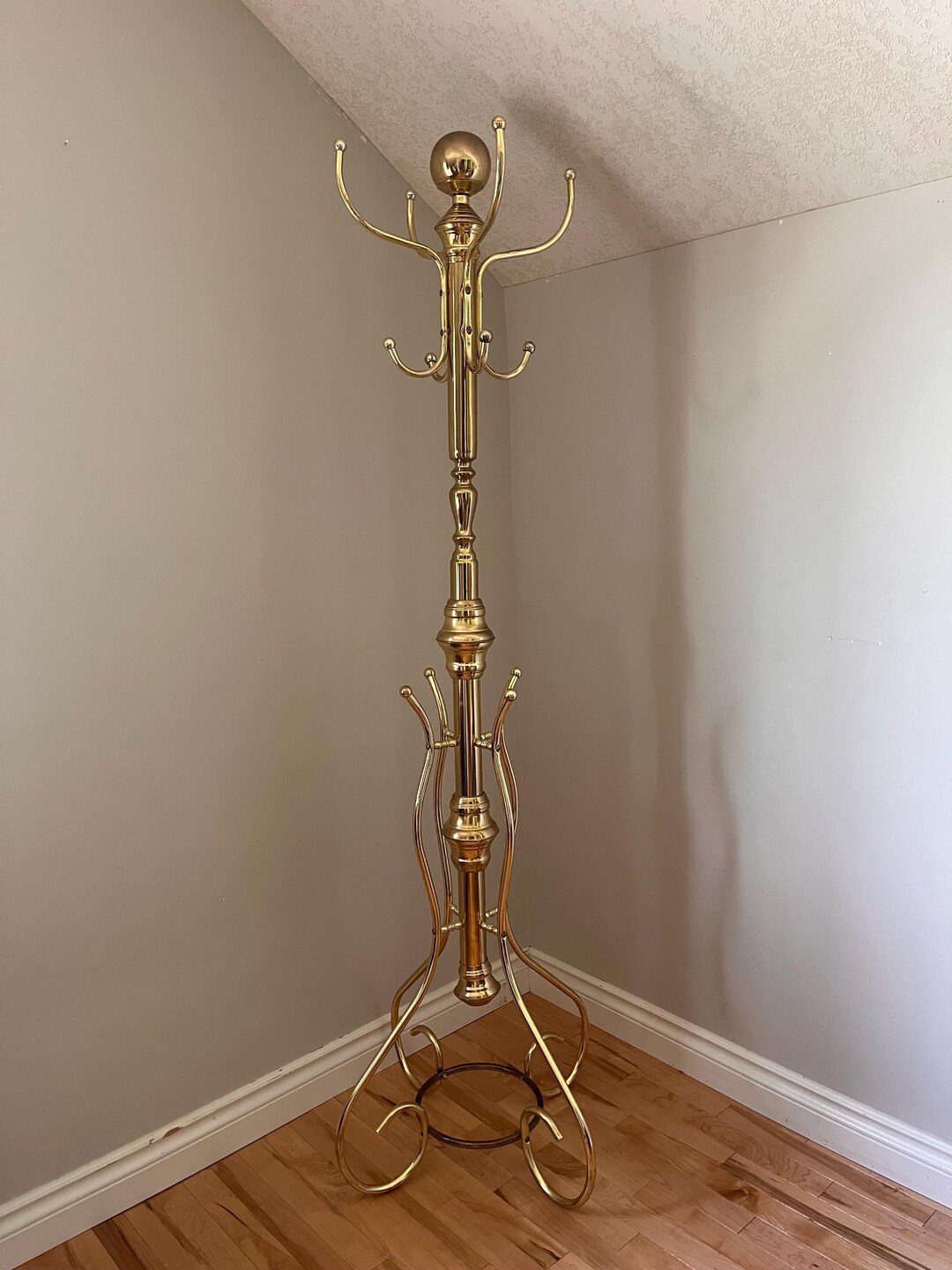 Brass Coat Stand - Victorian Industrial Style - 12 Hook Hat & Coat Rack ...