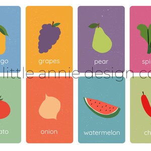 Simple Fruits and Vegetables Flashcards - Digital File - Etsy