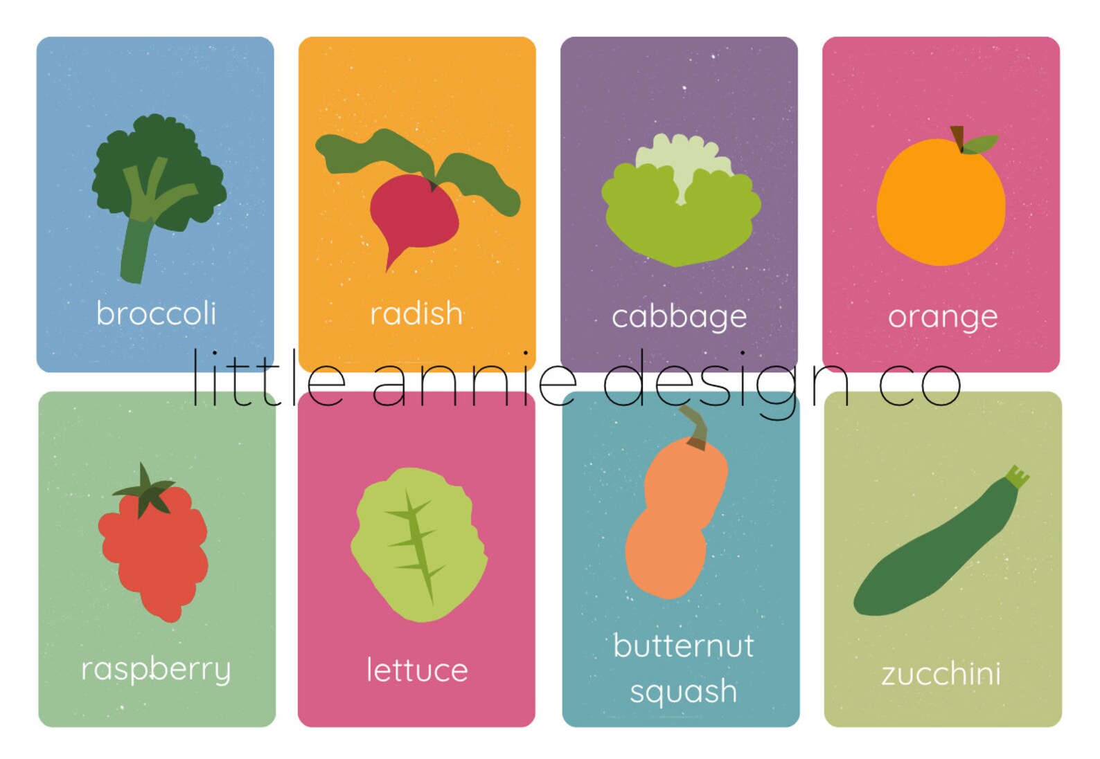 Simple Fruits and Vegetables Flashcards - Digital File - Etsy