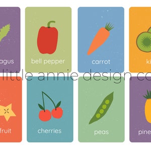 Simple Fruits and Vegetables Flashcards - Digital File - Etsy