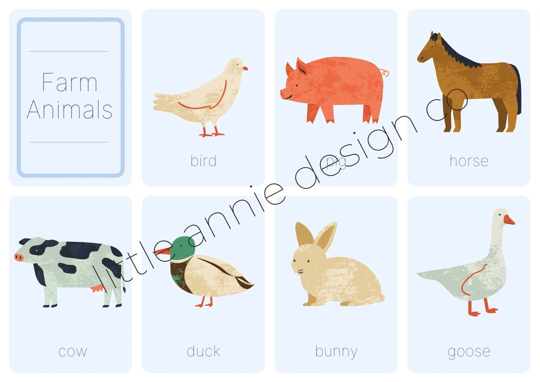 Farm Animal Flashcards Digital File - Etsy