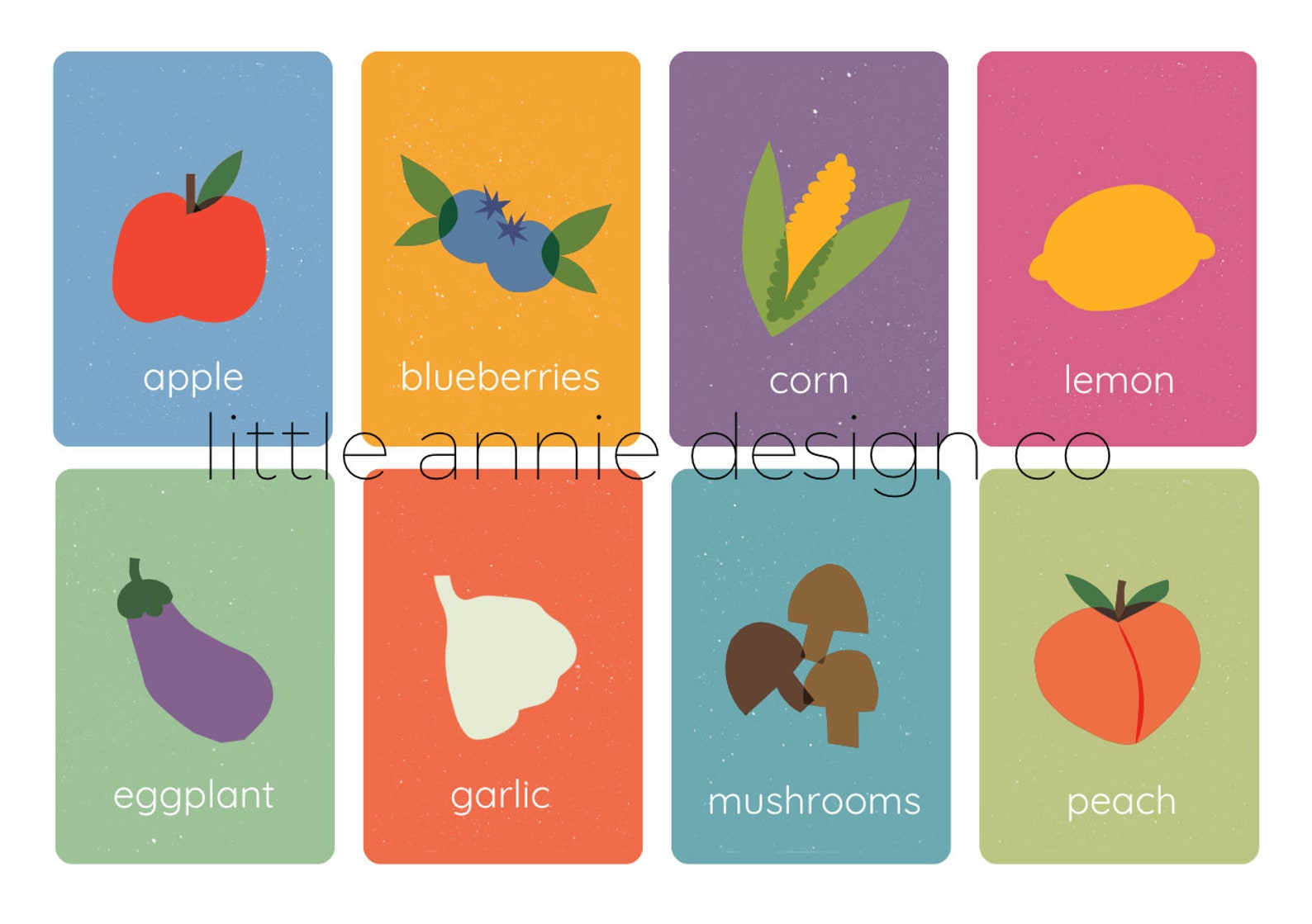 Simple Fruits and Vegetables Flashcards - Digital File - Etsy
