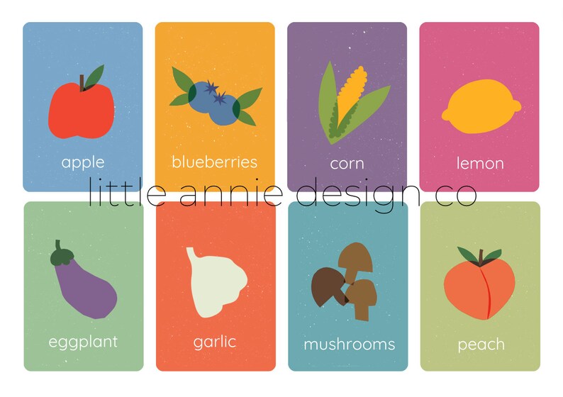 Simple Fruits and Vegetables Flashcards - Digital File - Etsy