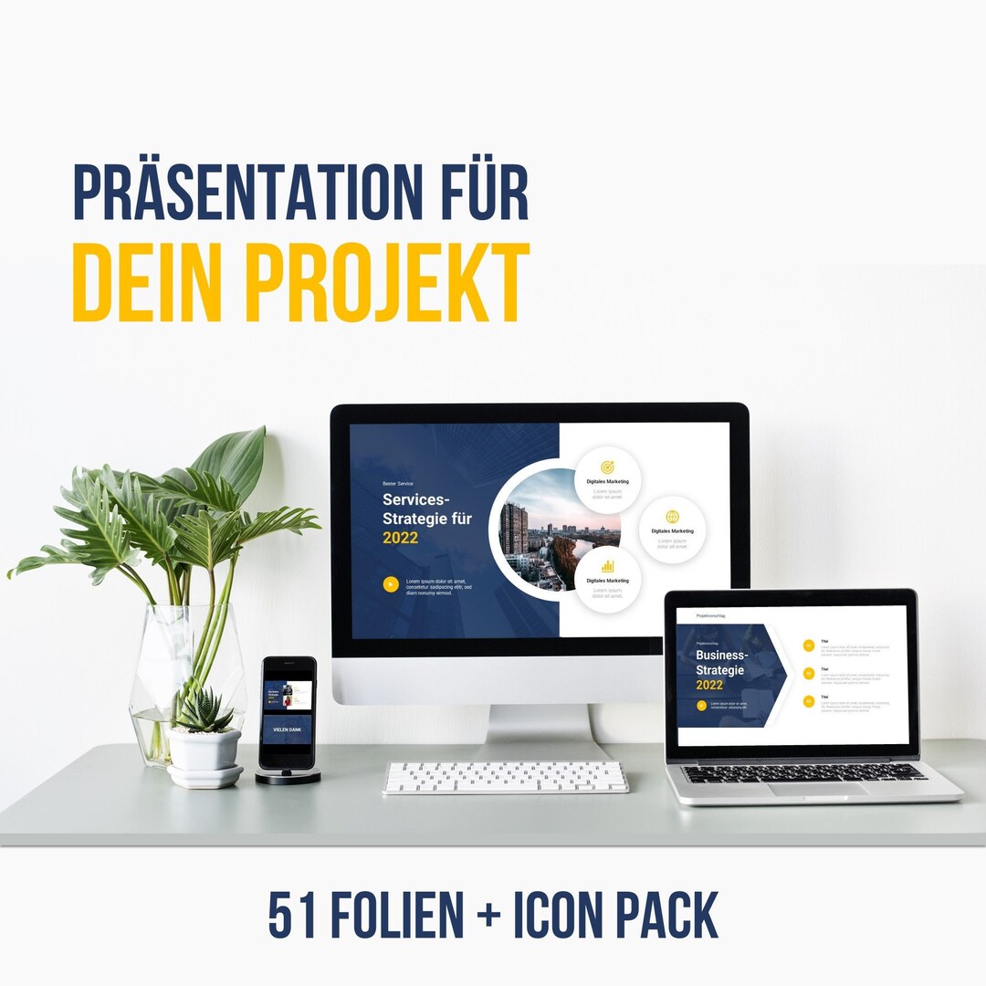 Your Project - Powerpoint Template - 51 Slides + Icon Pack - Etsy