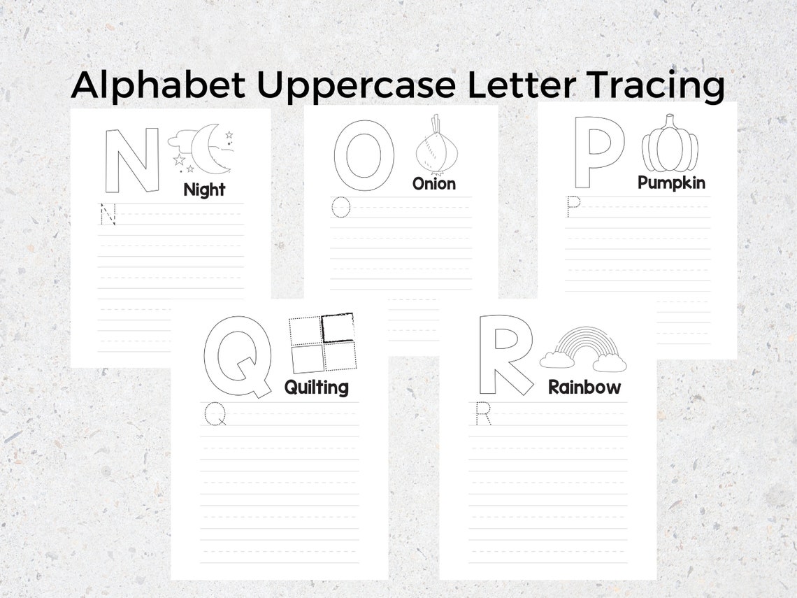 Uppercase Alphabet ABC Tracing Worksheets Coloring Pages Handwriting 26 ...