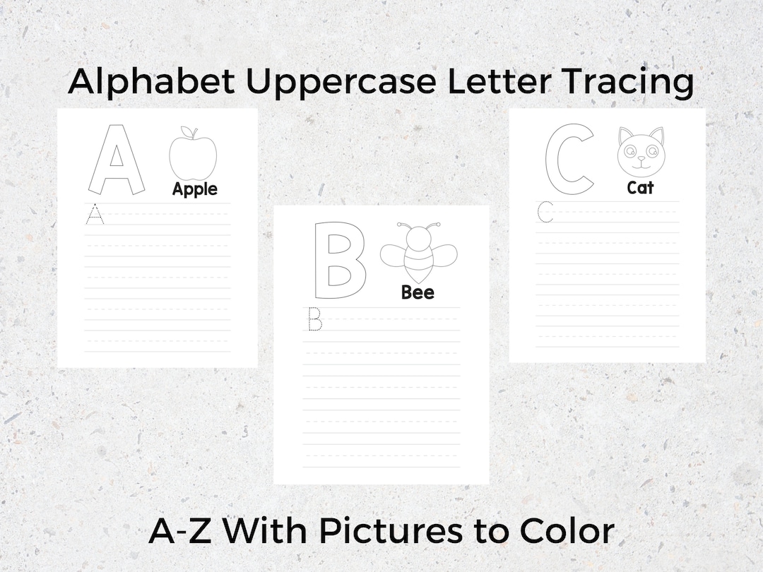 Uppercase Alphabet ABC Tracing Worksheets Coloring Pages Handwriting 26 ...