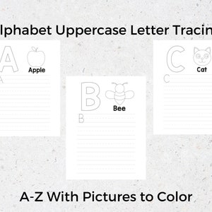 Uppercase Alphabet ABC Tracing Worksheets Coloring Pages Handwriting 26 ...