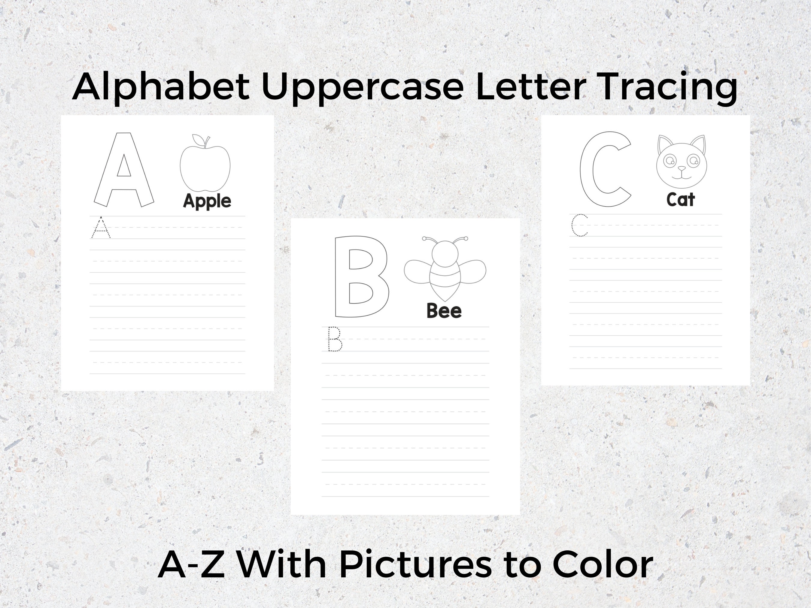 Uppercase Alphabet ABC Tracing Worksheets Coloring Pages Handwriting 26 ...