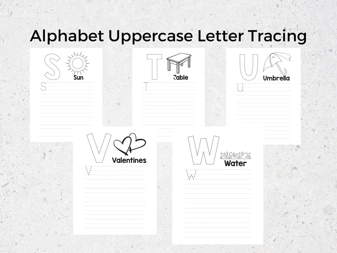 Uppercase Alphabet ABC Tracing Worksheets Coloring Pages Handwriting 26 ...
