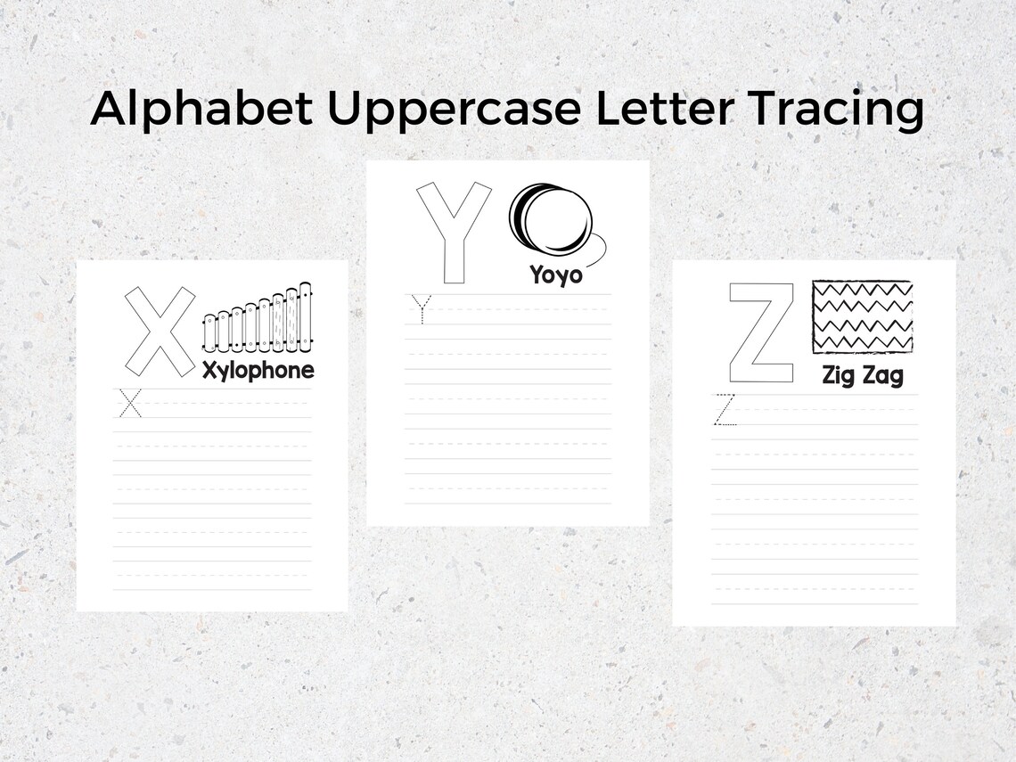 Uppercase Alphabet ABC Tracing Worksheets Coloring Pages Handwriting 26 ...