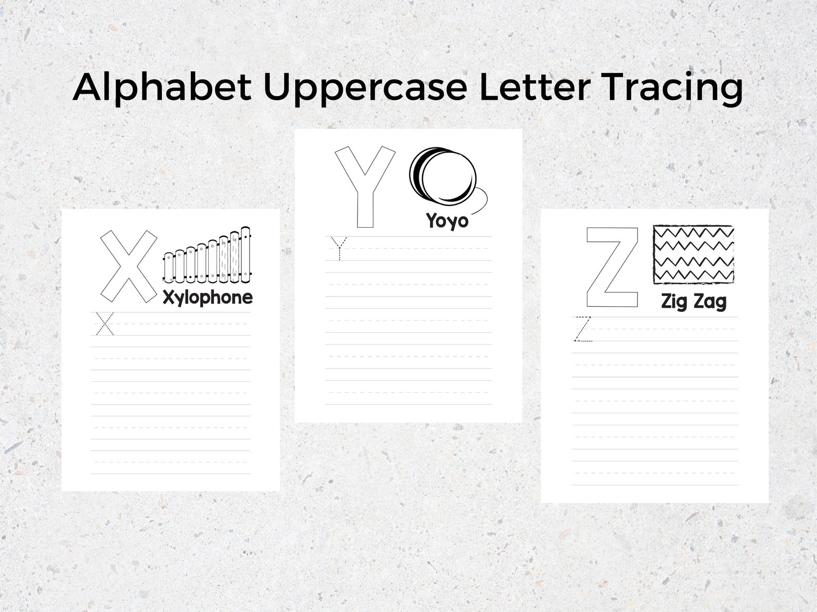 Uppercase Alphabet ABC Tracing Worksheets Coloring Pages Handwriting 26 ...